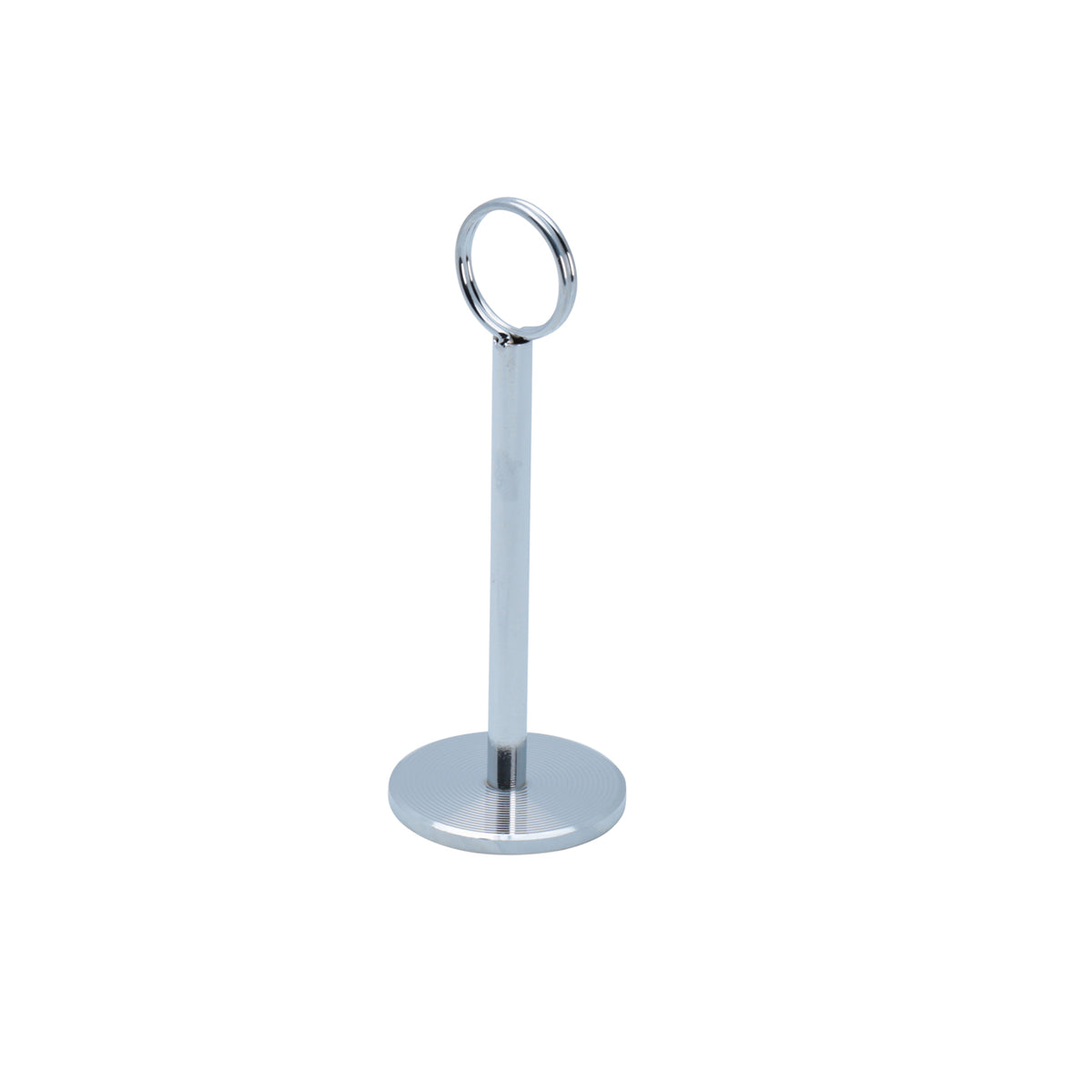 Sign Holder on Stand, Round Base Chrome, 2"x6" – Franesse